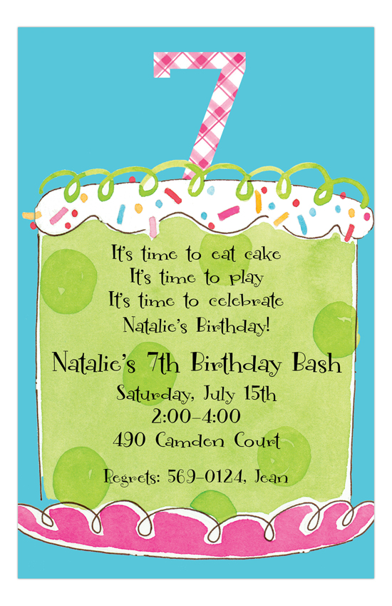 Girl Seventh Birthday Invitation Polka Dot Design Girl Seventh Birthday Invitation Polka Dot Design